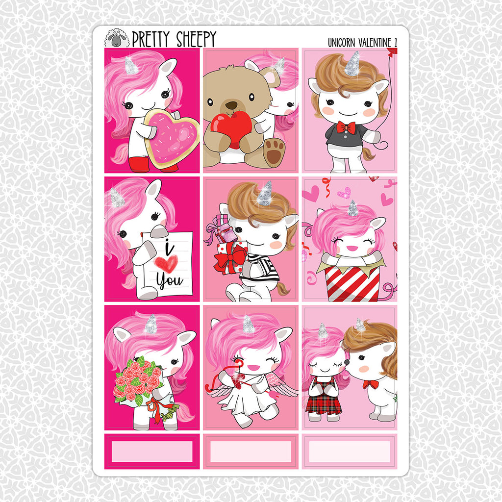 Unicorn Valentine Weekly Planner Stickers Collection – Pretty Sheepy