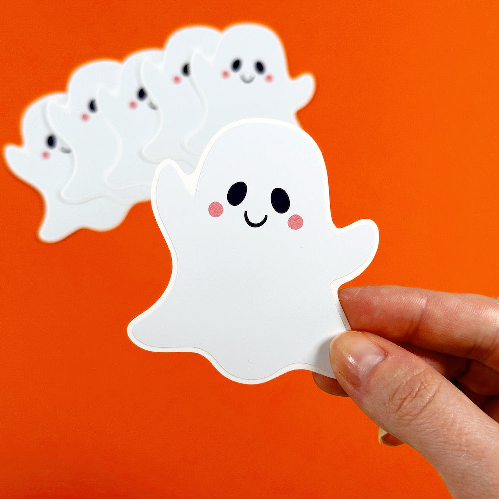 Happy Ghost Sticker Easy Peel Premium Vinyl Die Cut Sticker – Pretty Sheepy