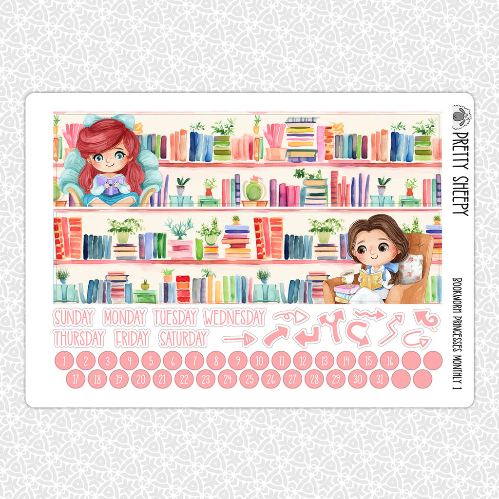 Bookworm Princesses Monthly Kit for EC Planner | Monthly Planner Stick ...