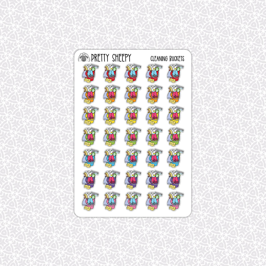 Cleaning Bucket Rainbow Doodles Stickers – Pretty Sheepy