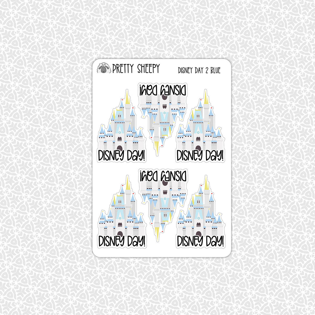 DisDay Blue WDW Castle Stickers (2 size and sheet options) – Pretty Sheepy