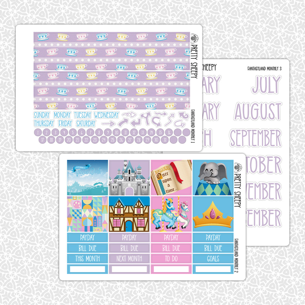 Fantasyland Monthly Kit for EC Planner | Monthly Planner Stickers ...