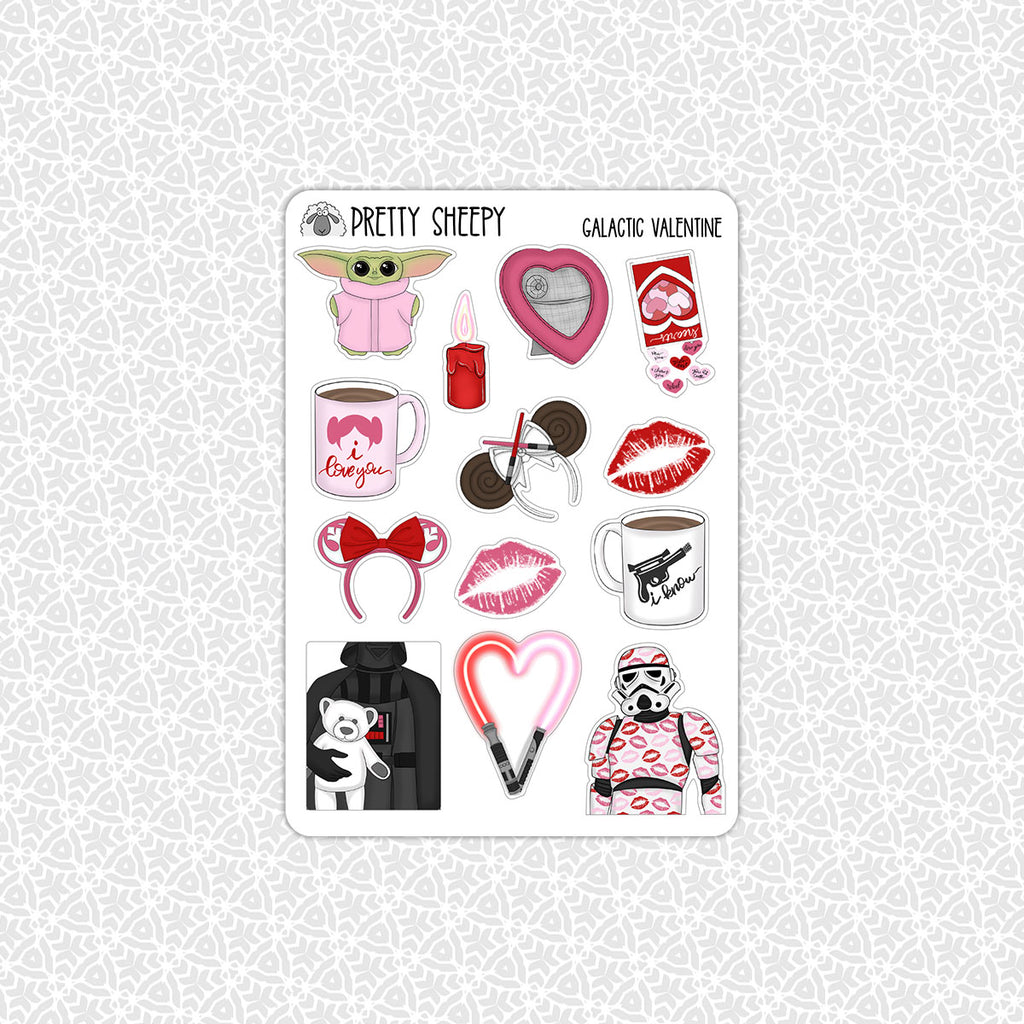 Galactic Valentine Stickers – Pretty Sheepy