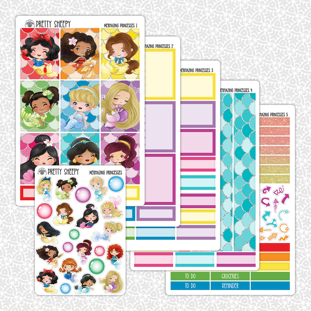Mermazing Princesses Weekly Planner Stickers Collection – Pretty Sheepy
