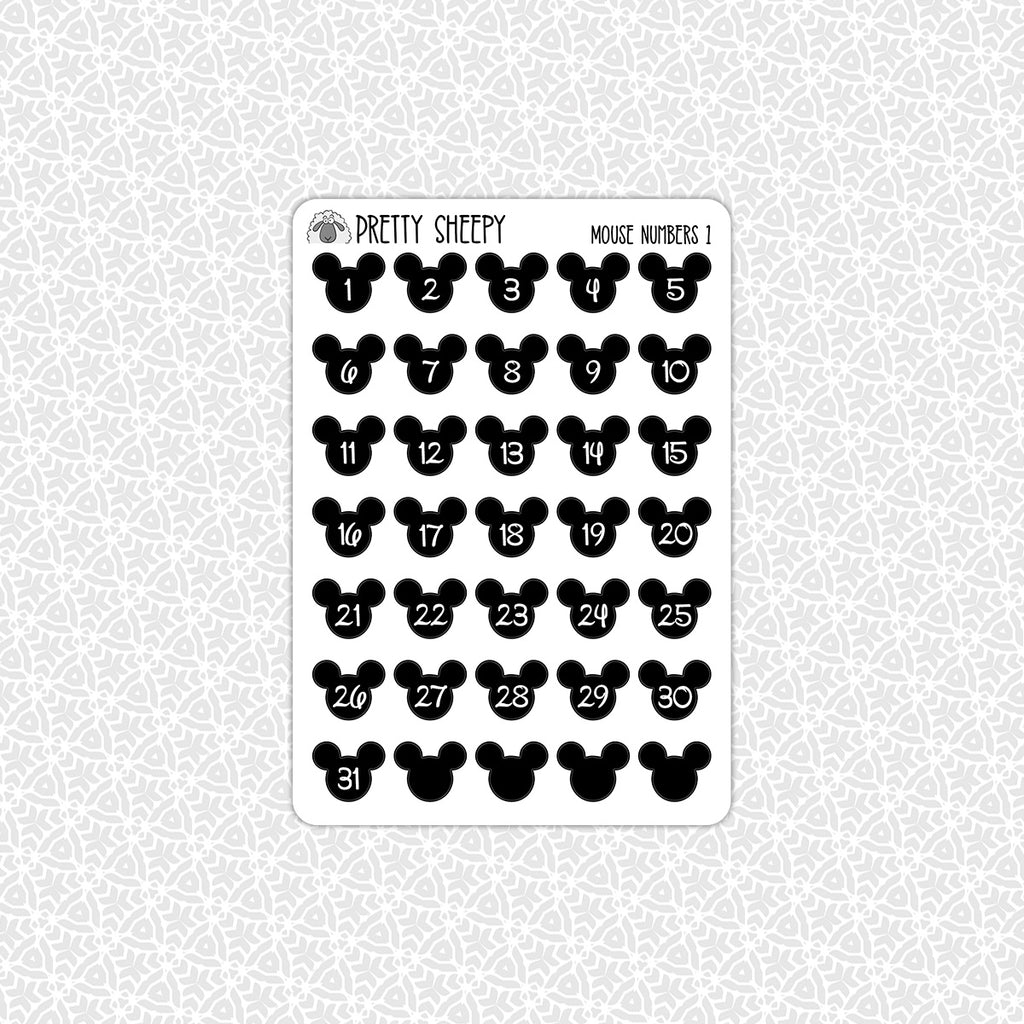 Mouse Numbers Stickers 1 – Pretty Sheepy