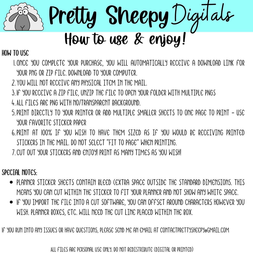 New Groove Printable Stickers PNG Digital Download – Pretty Sheepy