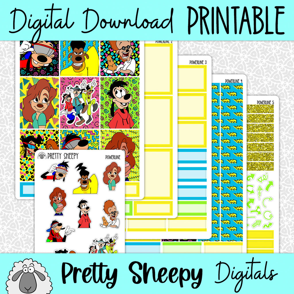 Powerline Printable Planner Stickers PNG Digital Download Weekly Verti ...