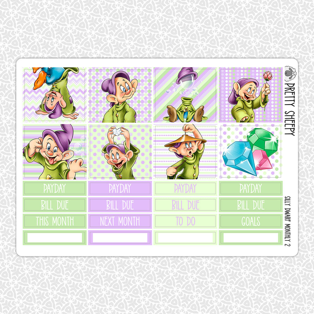 Silly Dwarf Monthly Kit for EC Planner | Monthly Planner Stickers ...