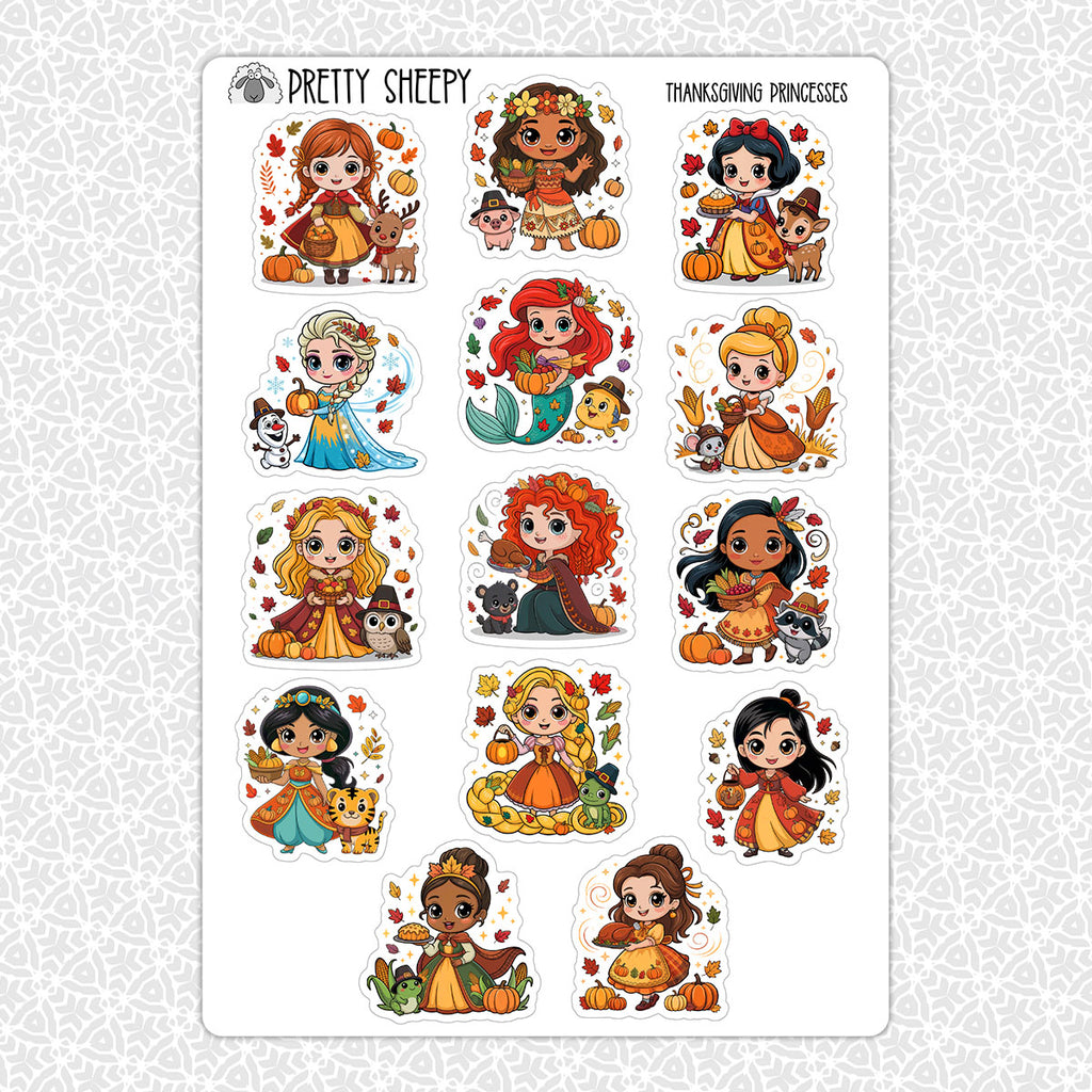 Thanksgiving Princesses Stickers – Pretty Sheepy
