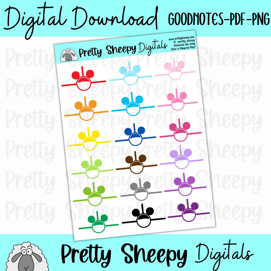 Colorful Airplanes Digital Stickers | Goodnotes PDF PNG for Digital Pl ...