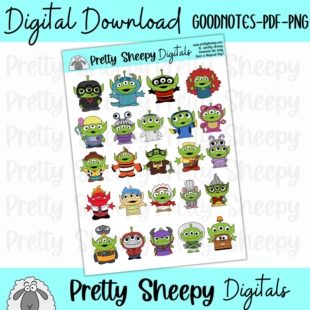 Alien Remix Digital Stickers | Goodnotes PDF PNG for Digital Planning ...
